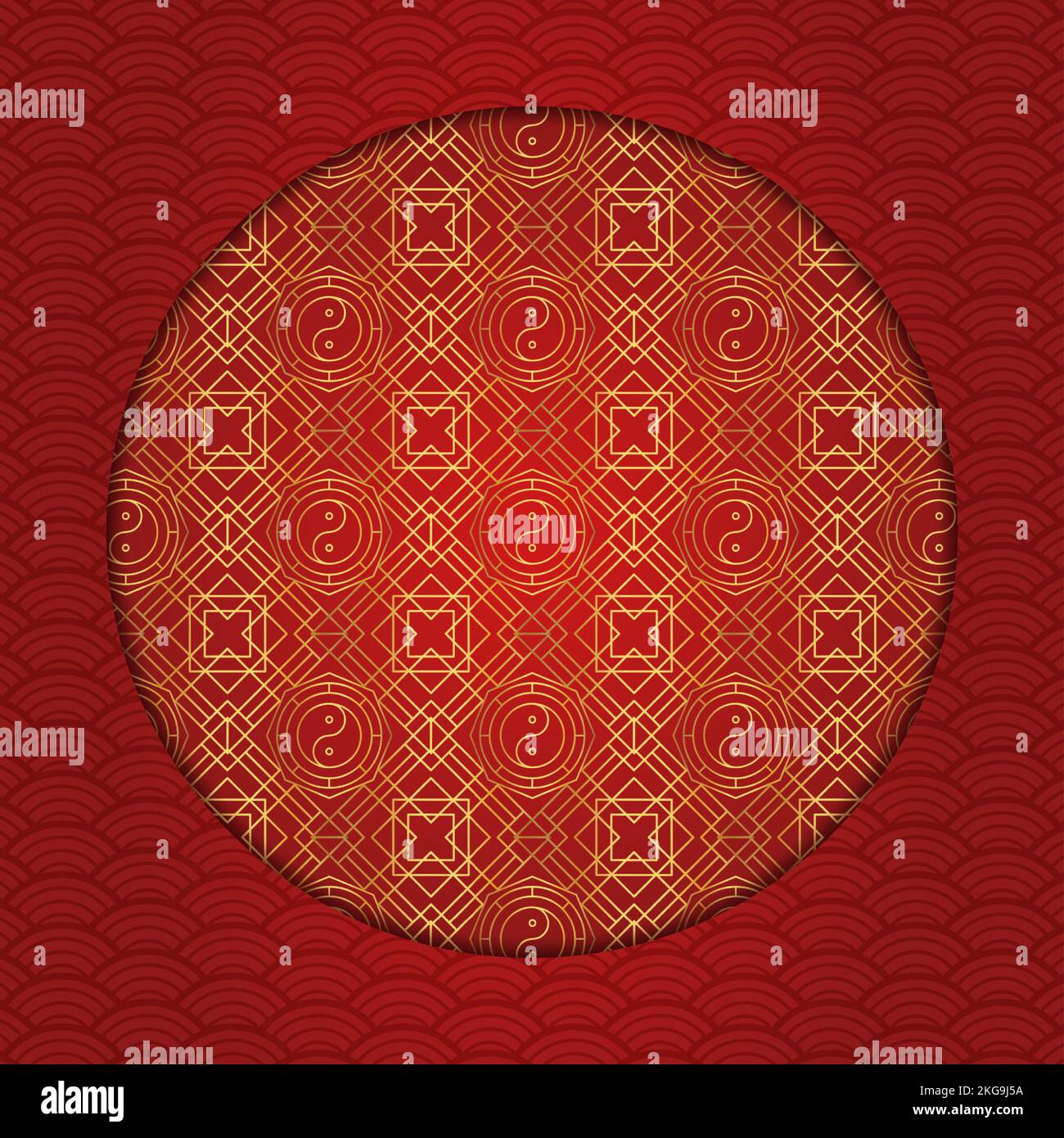 Traditional chinese round pattern frame. Oriental, japanese circle ...