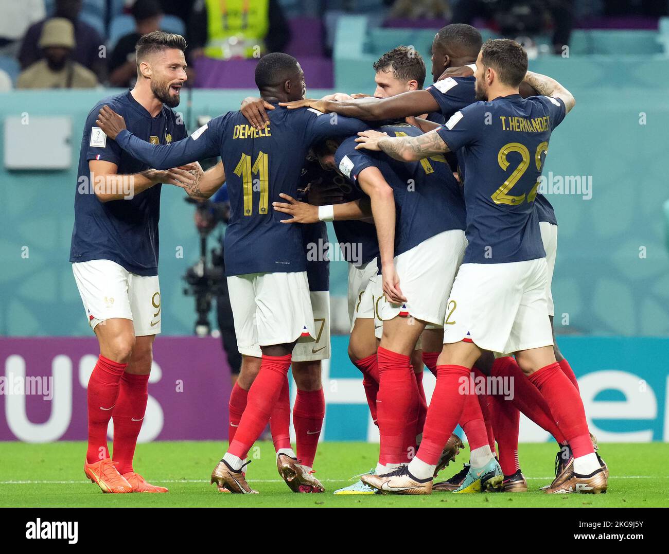 Frances Olivier Giroud Left Celebrates Scoring Their Sides Second