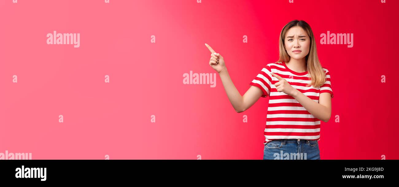 Whining displeased blond asian disappointed girl frowning hesitant ...