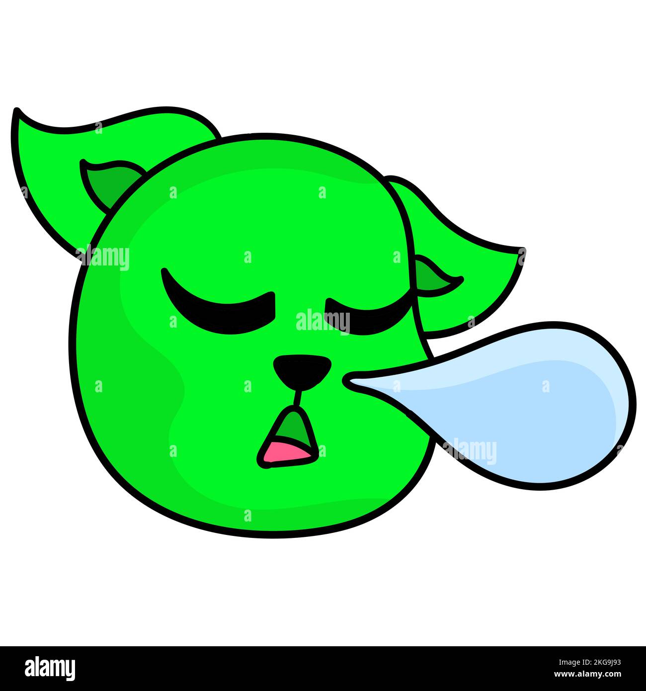 A vector illustration of a green cartoon character islated on white ...