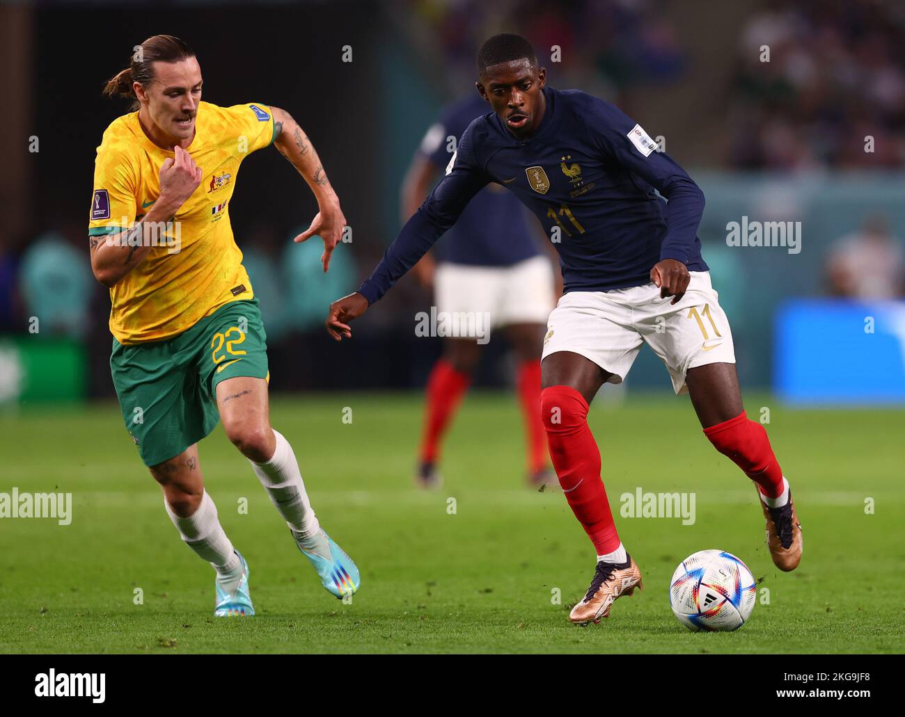 Al Wukair, Qatar, 22nd November 2022. Jackson Irvine of Australia ...