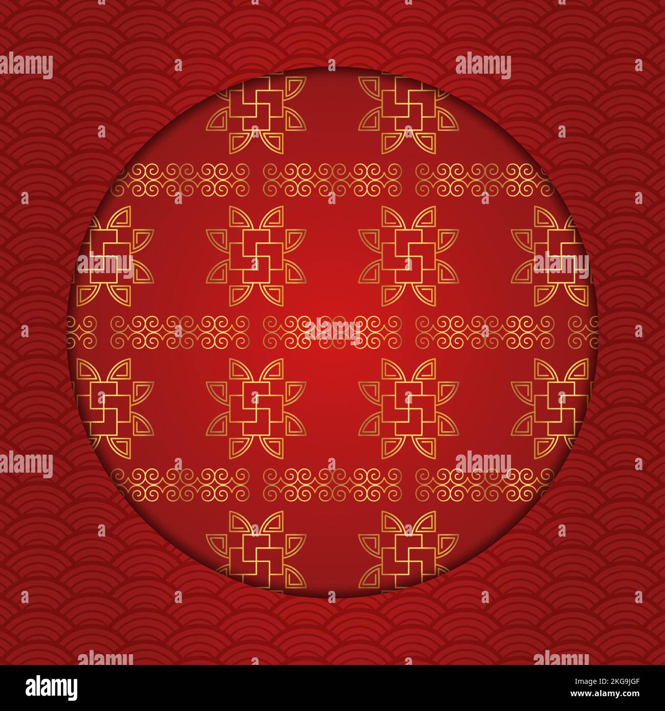 Traditional chinese round pattern frame. Oriental, japanese circle ...