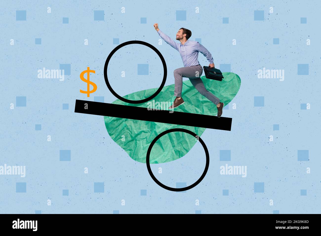 Exclusive magazine picture sketch collage image of purposeful worker ...