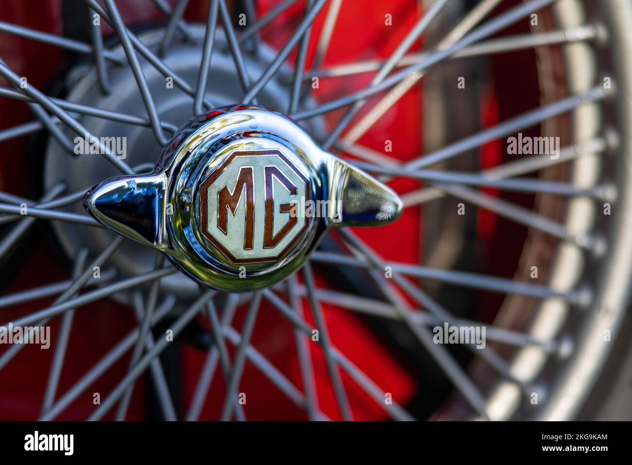 MG TC Sports Car Wire Wheel and Spinner Stock Photo - Alamy