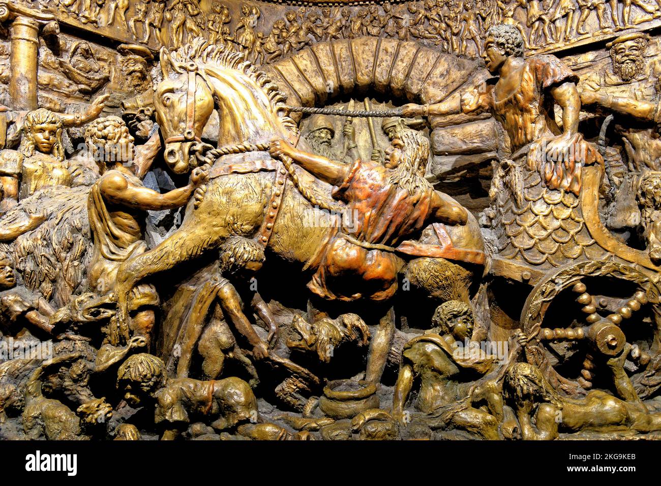 Detail of one of the large murals wall in Museum of History - Cardiff ...