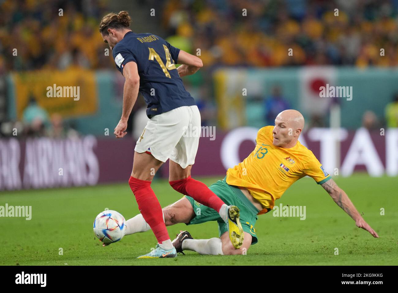 Nathaniel Atkinson of Australia and Adrien Rabiot of France during the ...