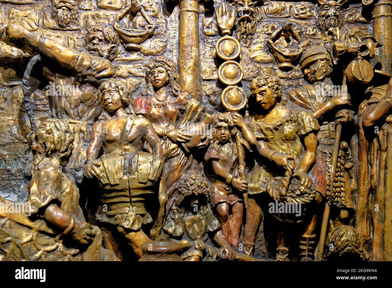 Detail of one of the large murals wall in Museum of History - Cardiff ...
