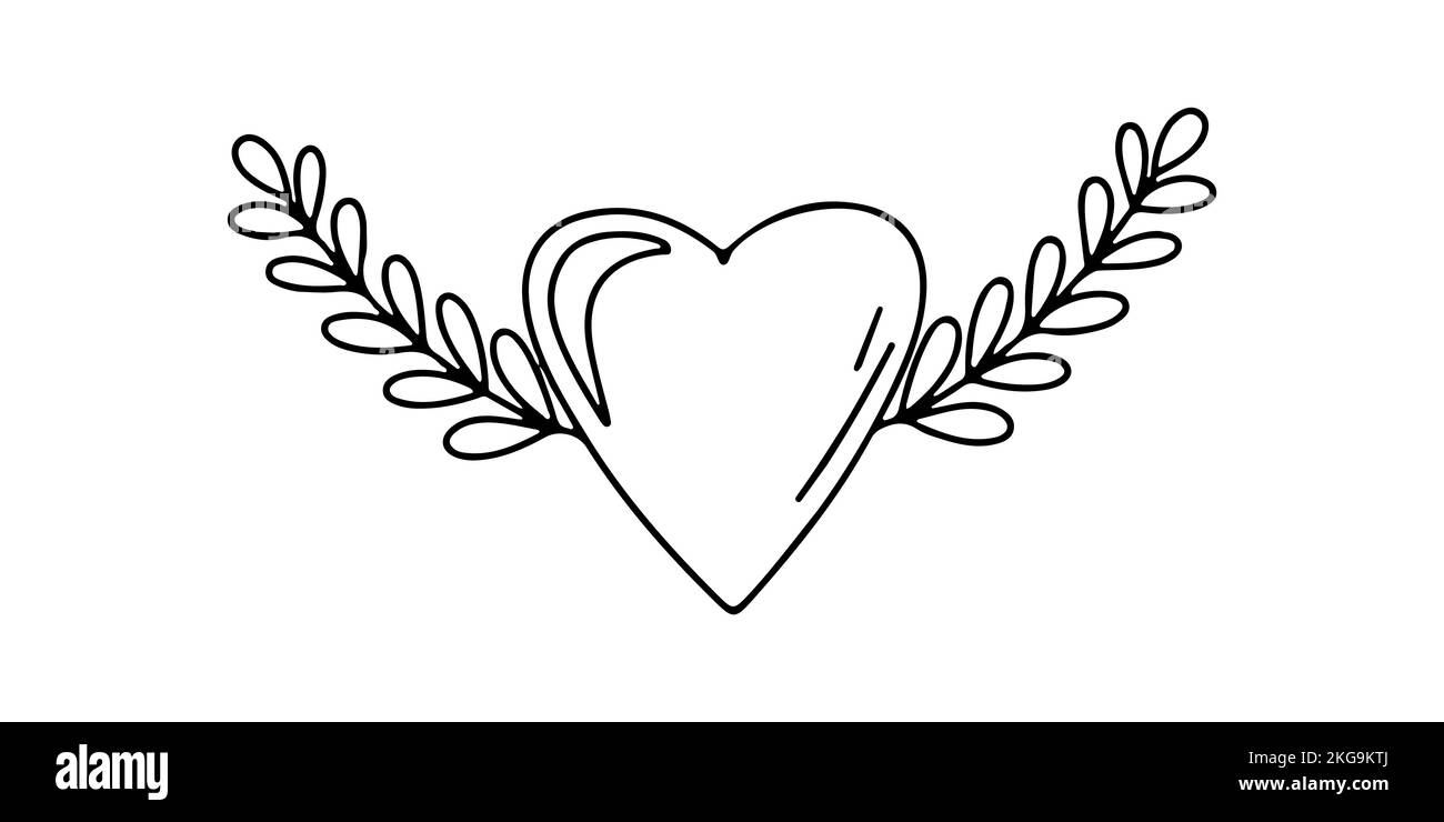 Hand drawn Heart. Nature design element. Vintage ornament vector ...