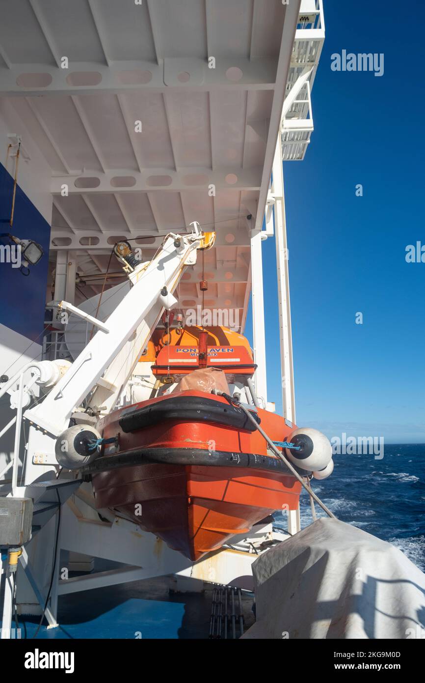 Santander, Spain. 20th October 2022. Emergency lifeboat in its ready ...