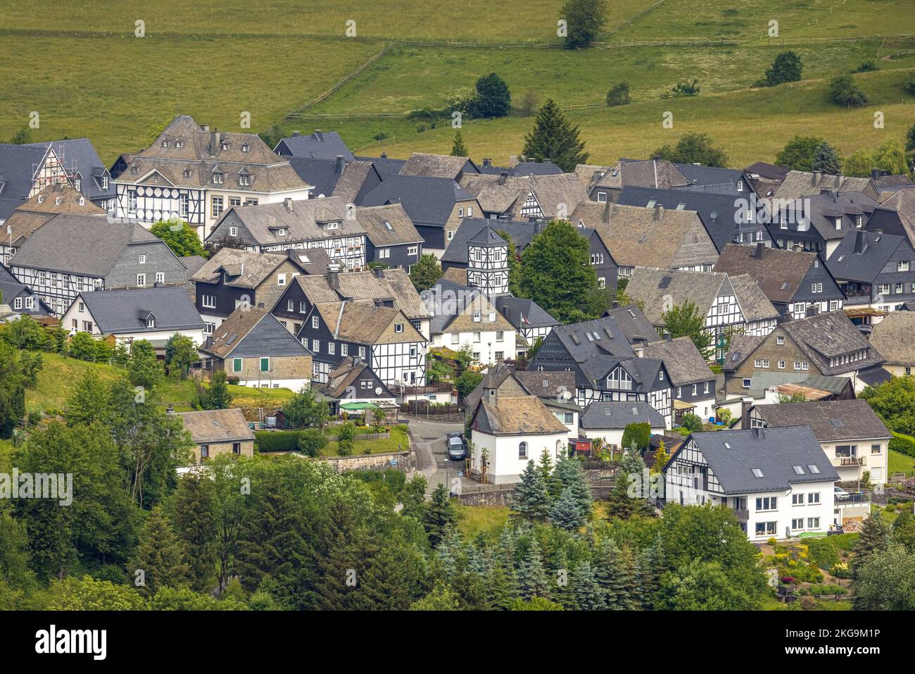 Historic village center eversberg and half timbered houses hi-res stock ...