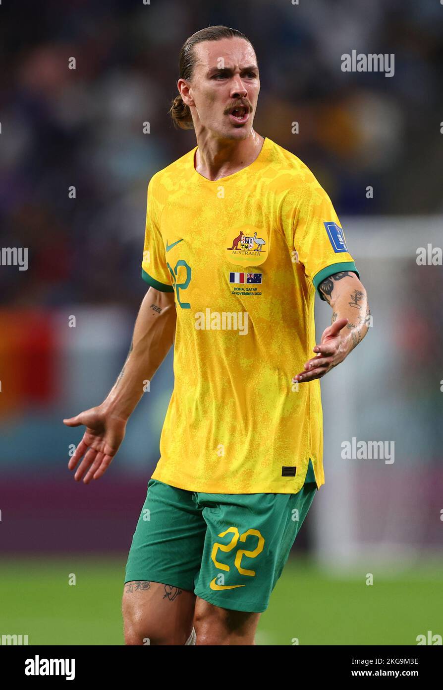 Al Wukair, Qatar, 22nd November 2022. Jackson Irvine of Australia ...