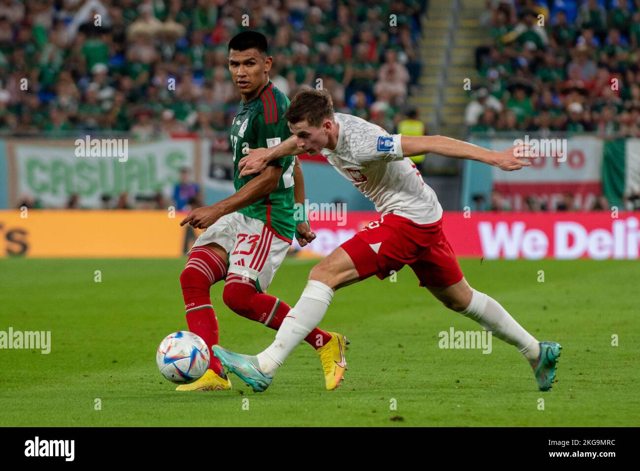 Jesus Gallardo of Mexico and Jakub Kaminski of Poland during the FIFA ...