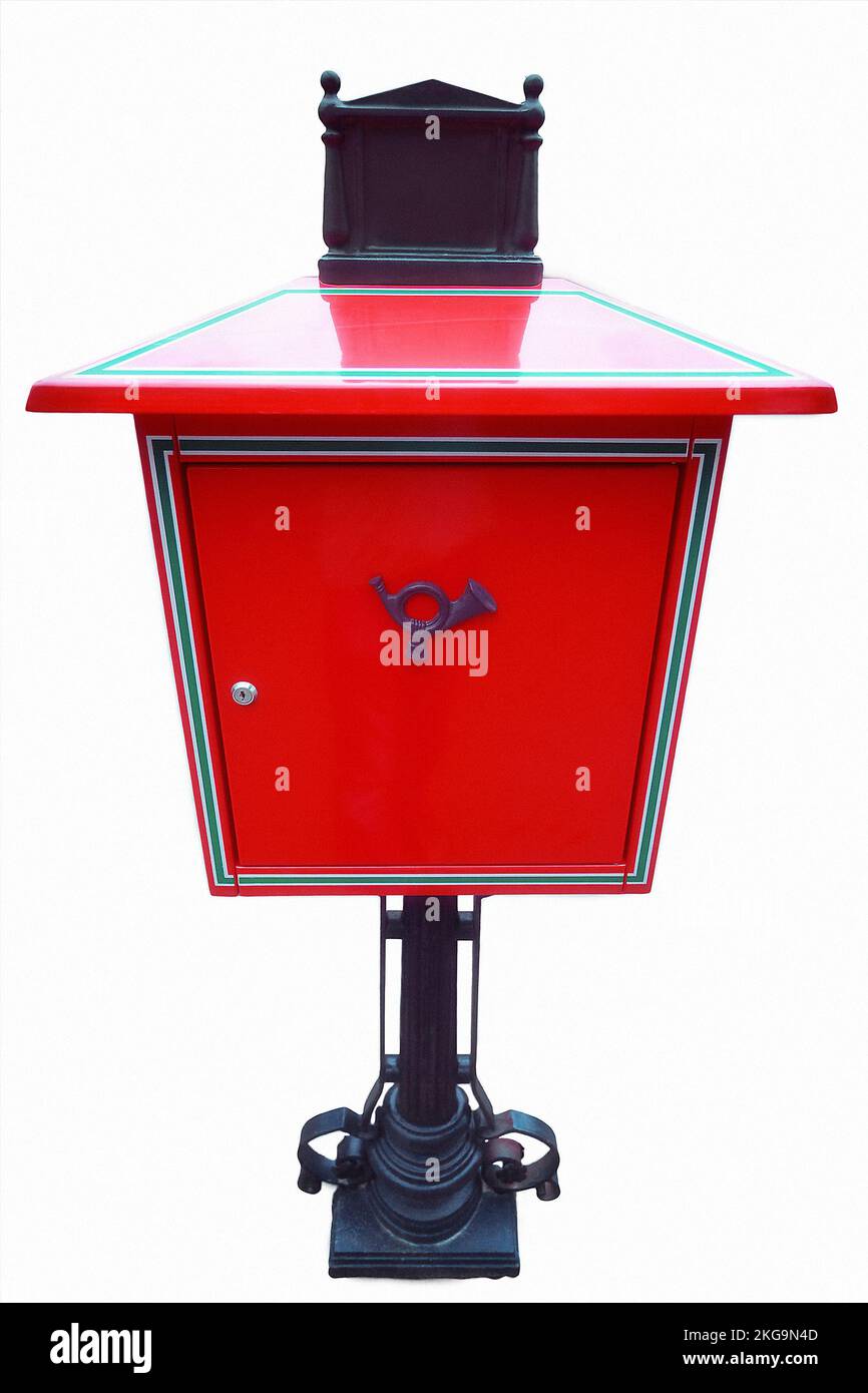 Red vintage mail post box Stock Photo - Alamy