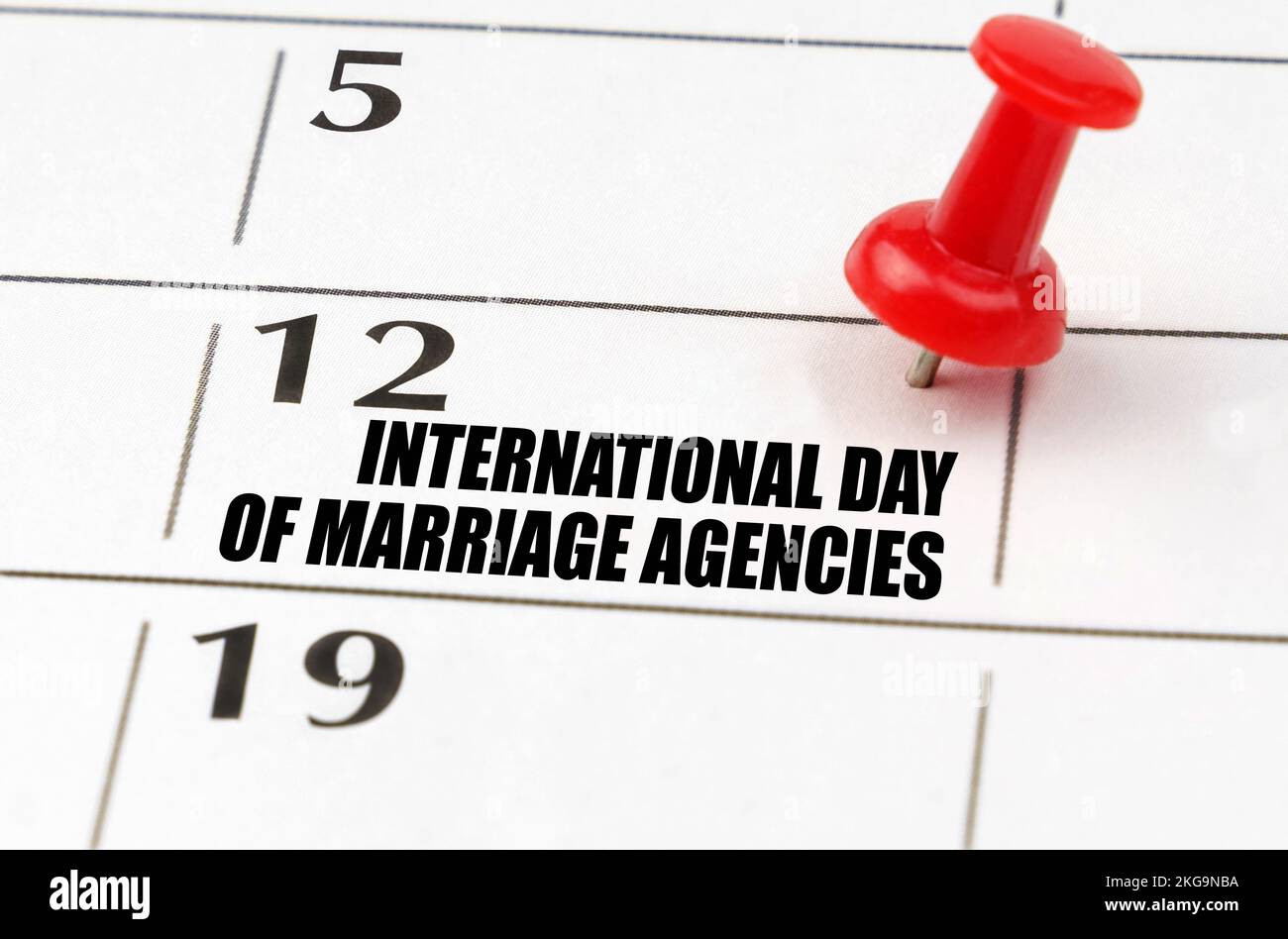 International holidays. On the calendar grid, the date and name of the ...