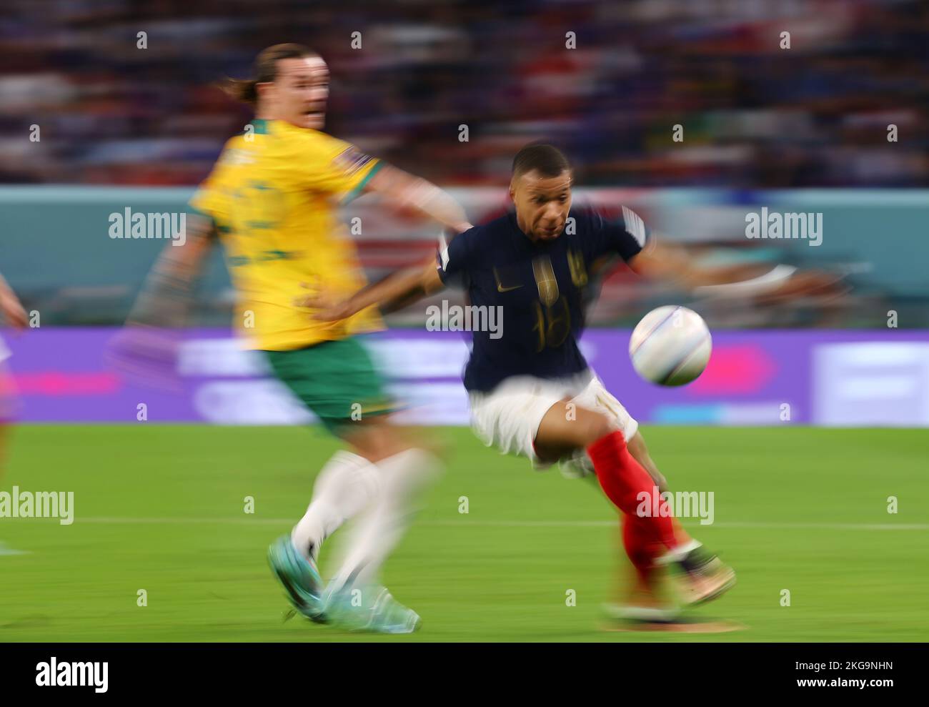 Al Wukair, Qatar, 22nd November 2022. Slow shutter speed image of Kylan ...