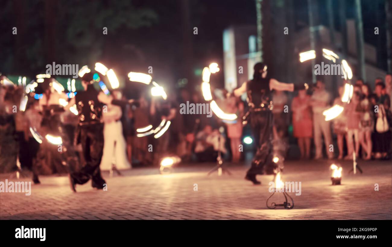 fire show figures, night representation, night entertainment Stock ...