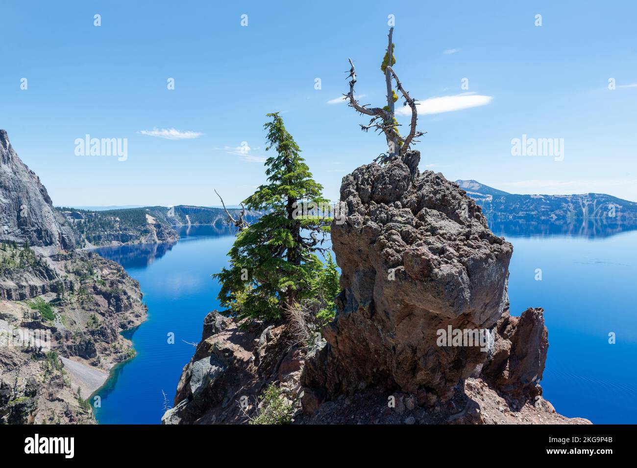 A horizontal image of an above view on Crater lake in National Park in ...