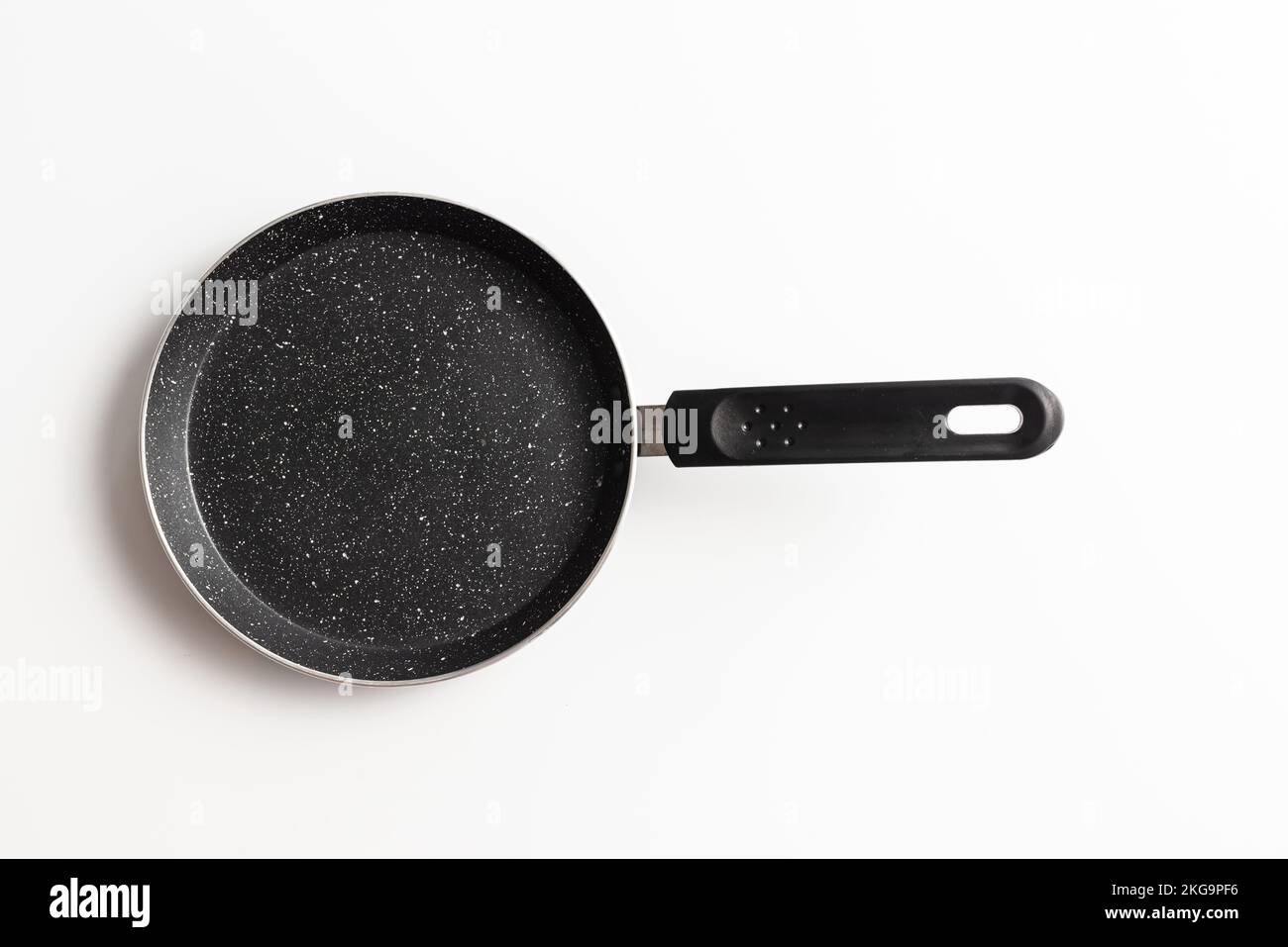 Empty pan on white background. Fried pan with spatula Stock Photo - Alamy