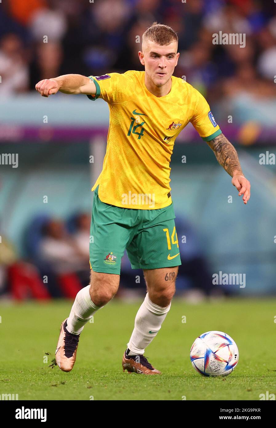 Al Wukair, Qatar, 22nd November 2022. Riley McGree of Australia during ...