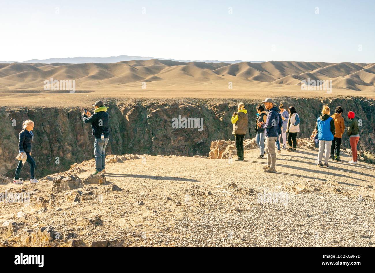 Tourists in Black canyon, Kazakhstan. Chernyi Kanion Kazakhstan Stock ...