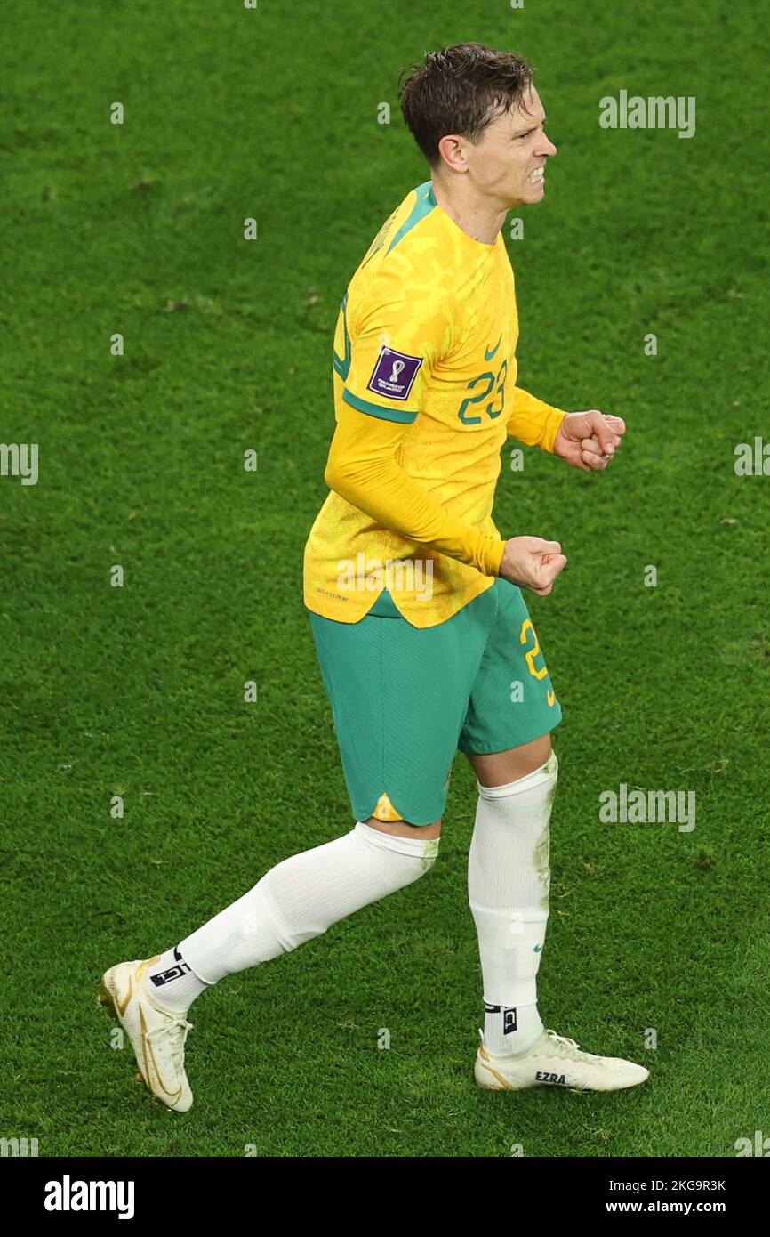 Al Wakrah, Qatar. 22nd Nov, 2022. Craig Goodwin of Australia celebrates ...