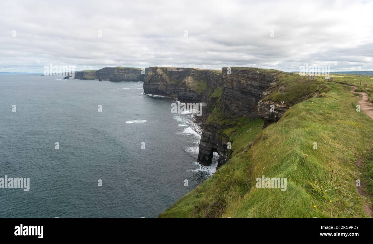 Spectacular view of famous Cliffs of Moher and wild Atlantic Ocean ...