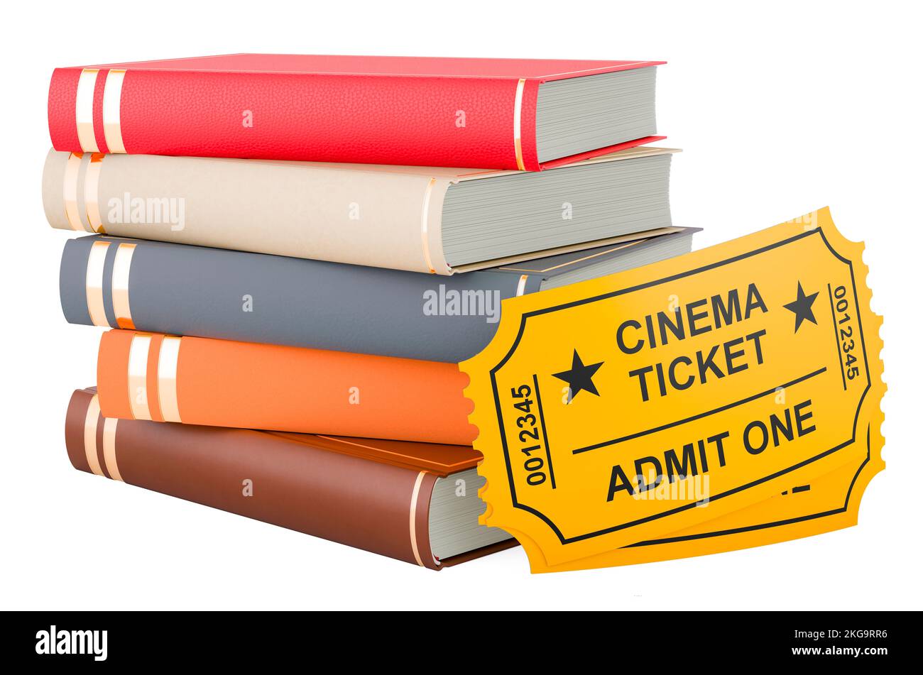 Books with cinema tickets, 3D rendering isolated on white background ...