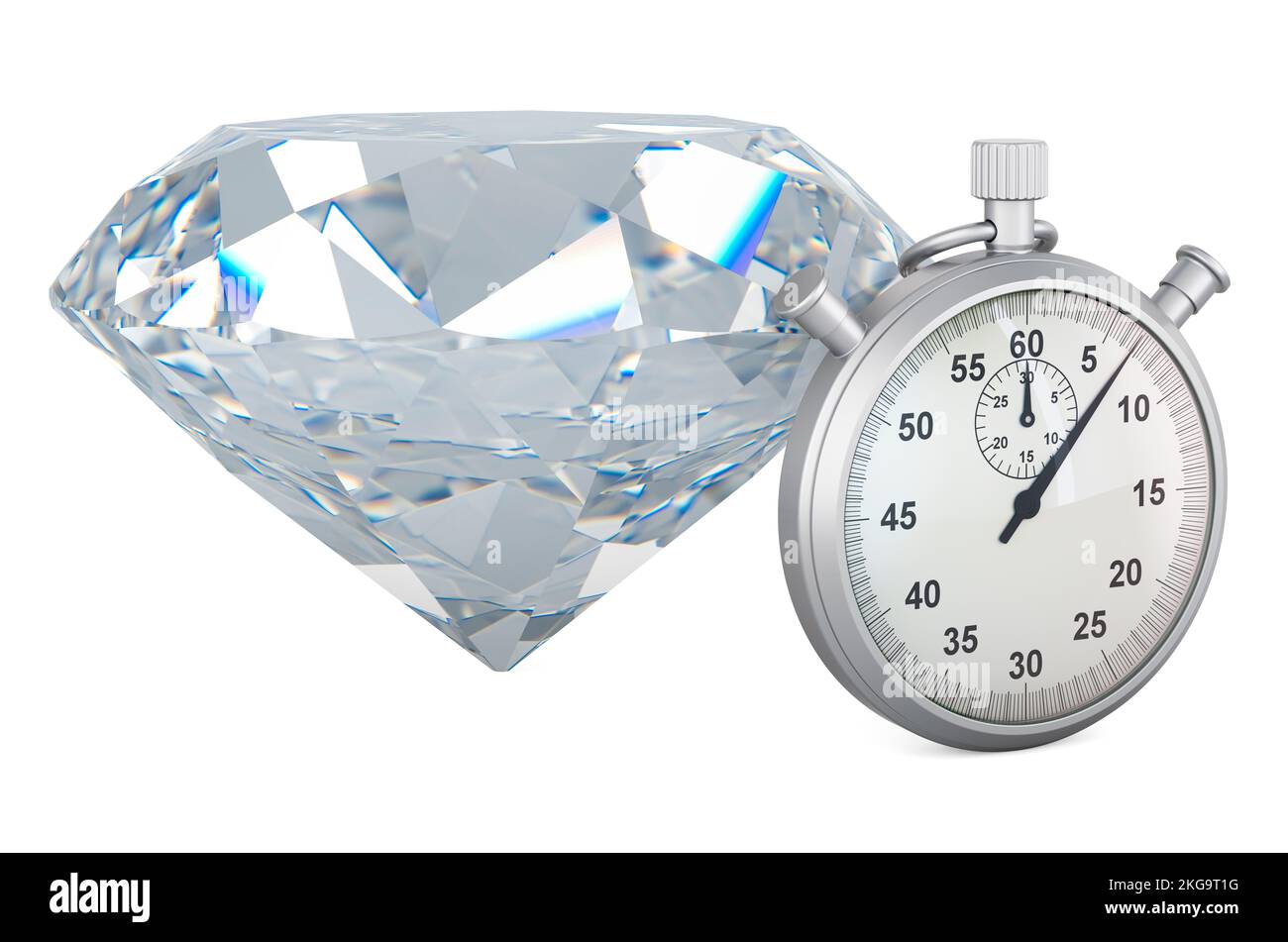 Diamond with stopwatch, 3d rendering isolated on white background Stock ...