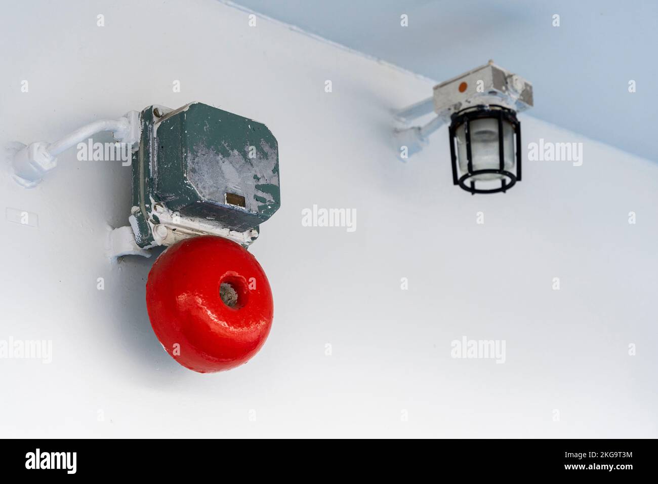 an alarm call on a sea vessel. alarm system installed on the ship Stock ...