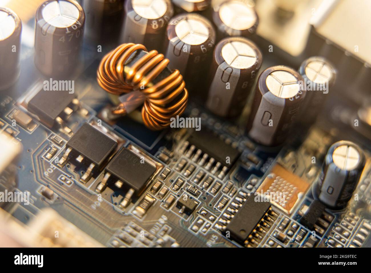 Background of various electronic components on printed circuit board ...