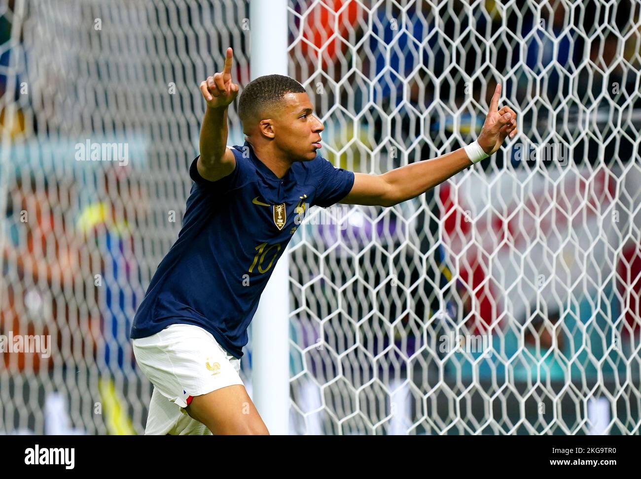 France's Kylian Mbappe celebrates scoring their side's third goal of ...