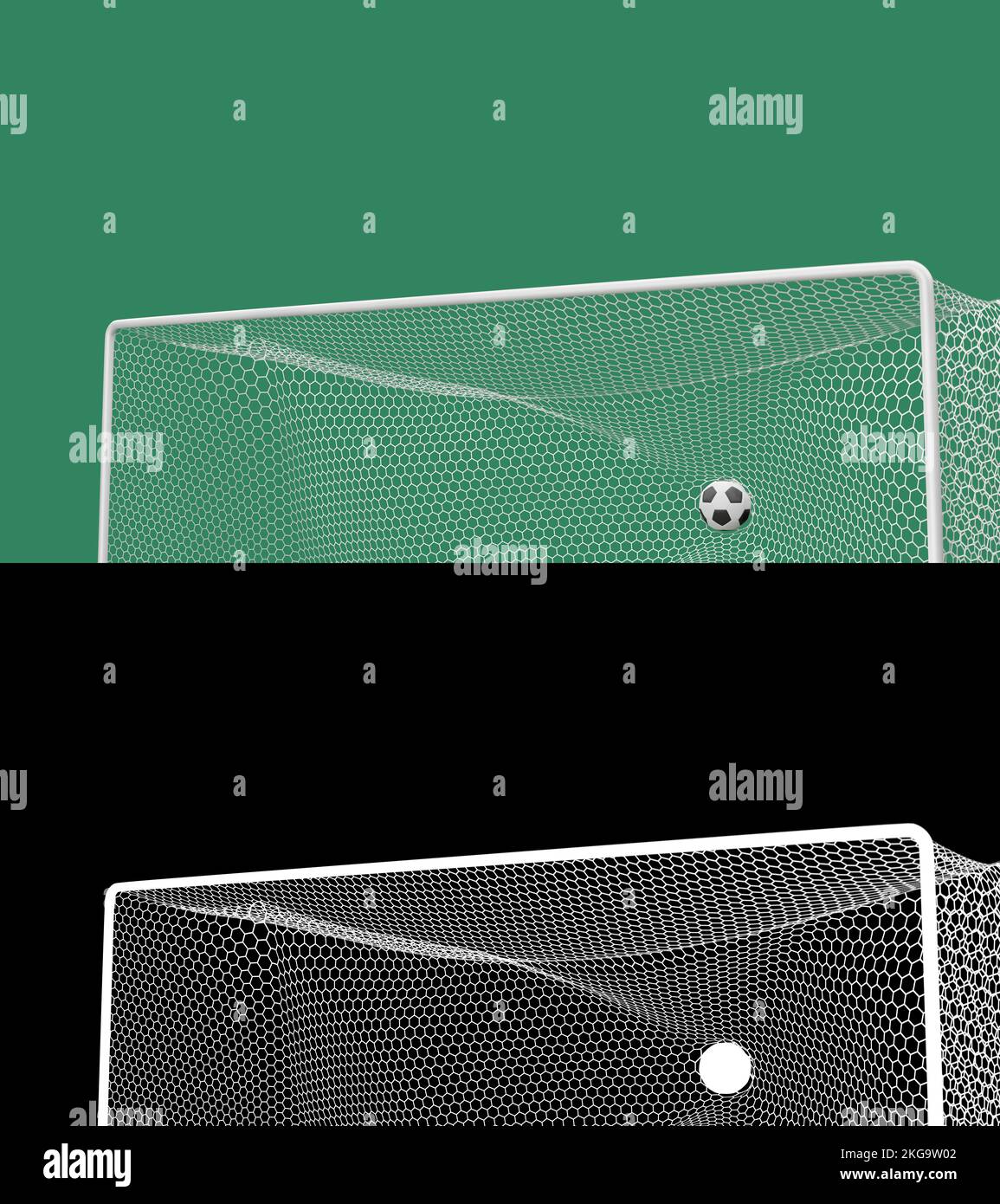 Goal. Soccer Ball or Football on net. 3D Render Stock Photo - Alamy