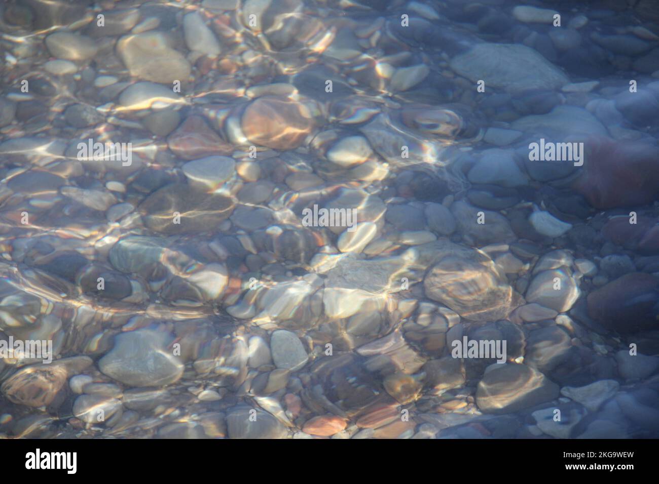 A close-up shot of colorful pebbles in water with sunlight Stock Photo ...