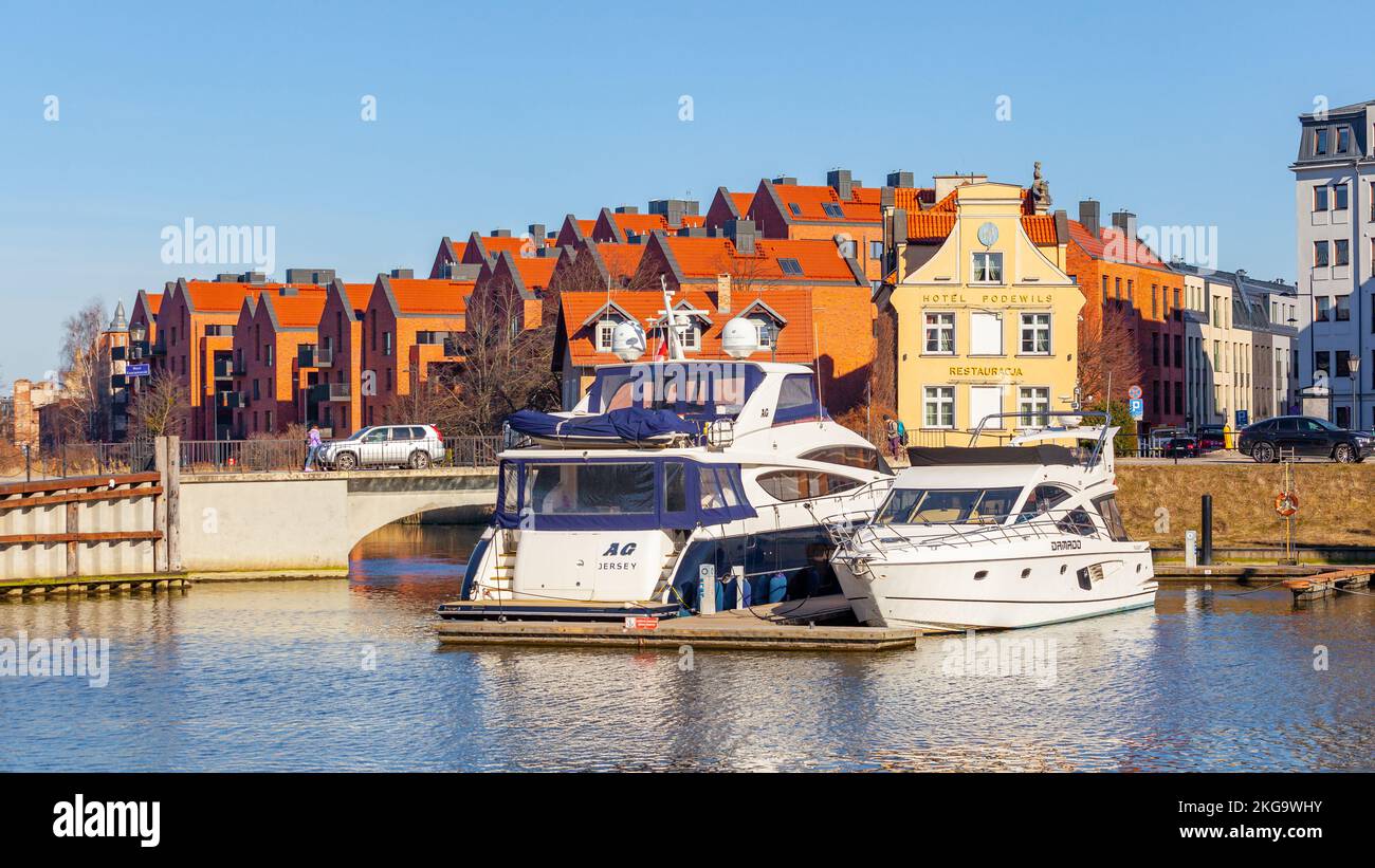 Gdansk, Poland - 11 March, 2022: Ships sailing on Motlawa river Stock ...