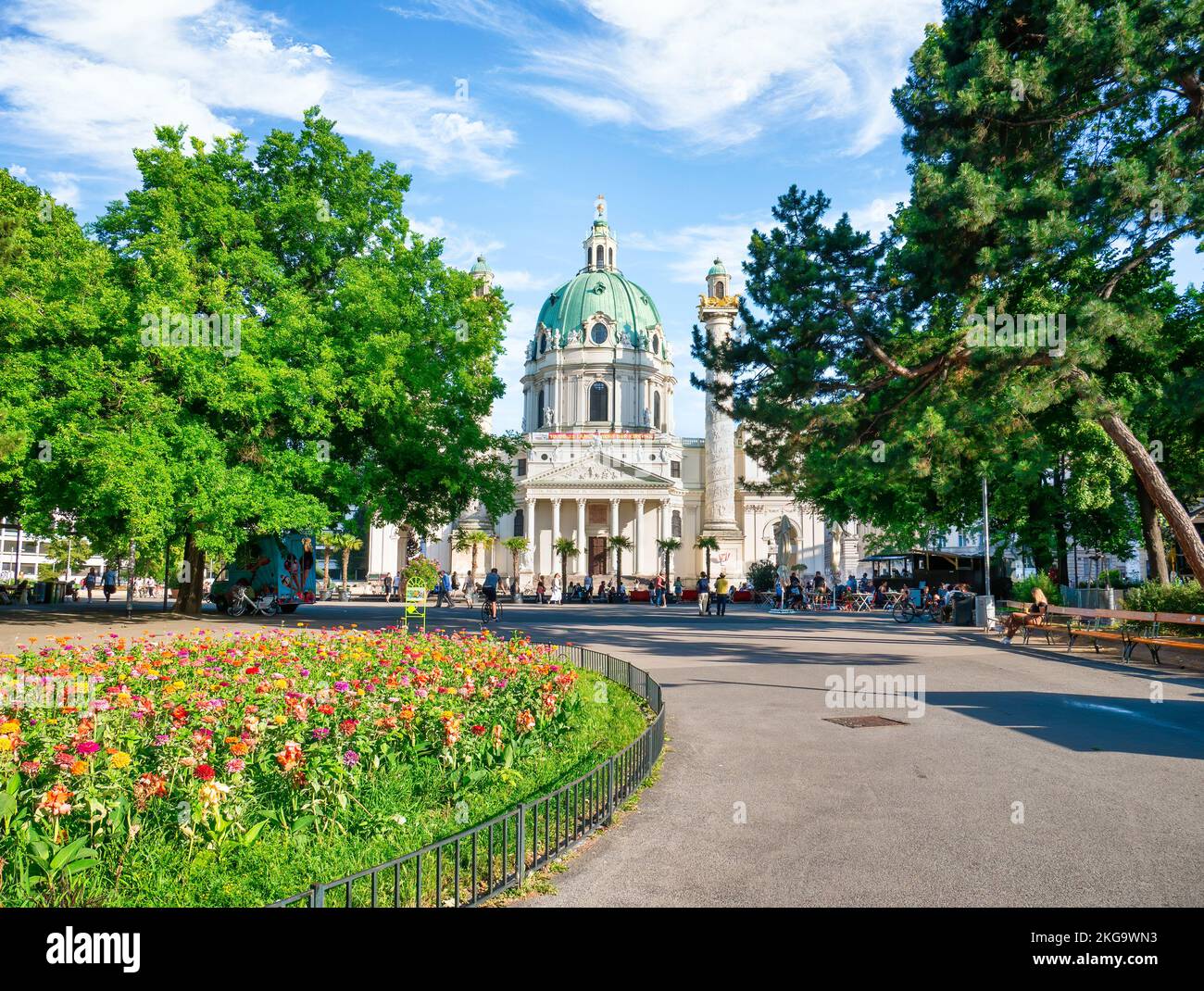 Vienna, Austria - June 2022: View with Karlskirche (St. Charles Church ...
