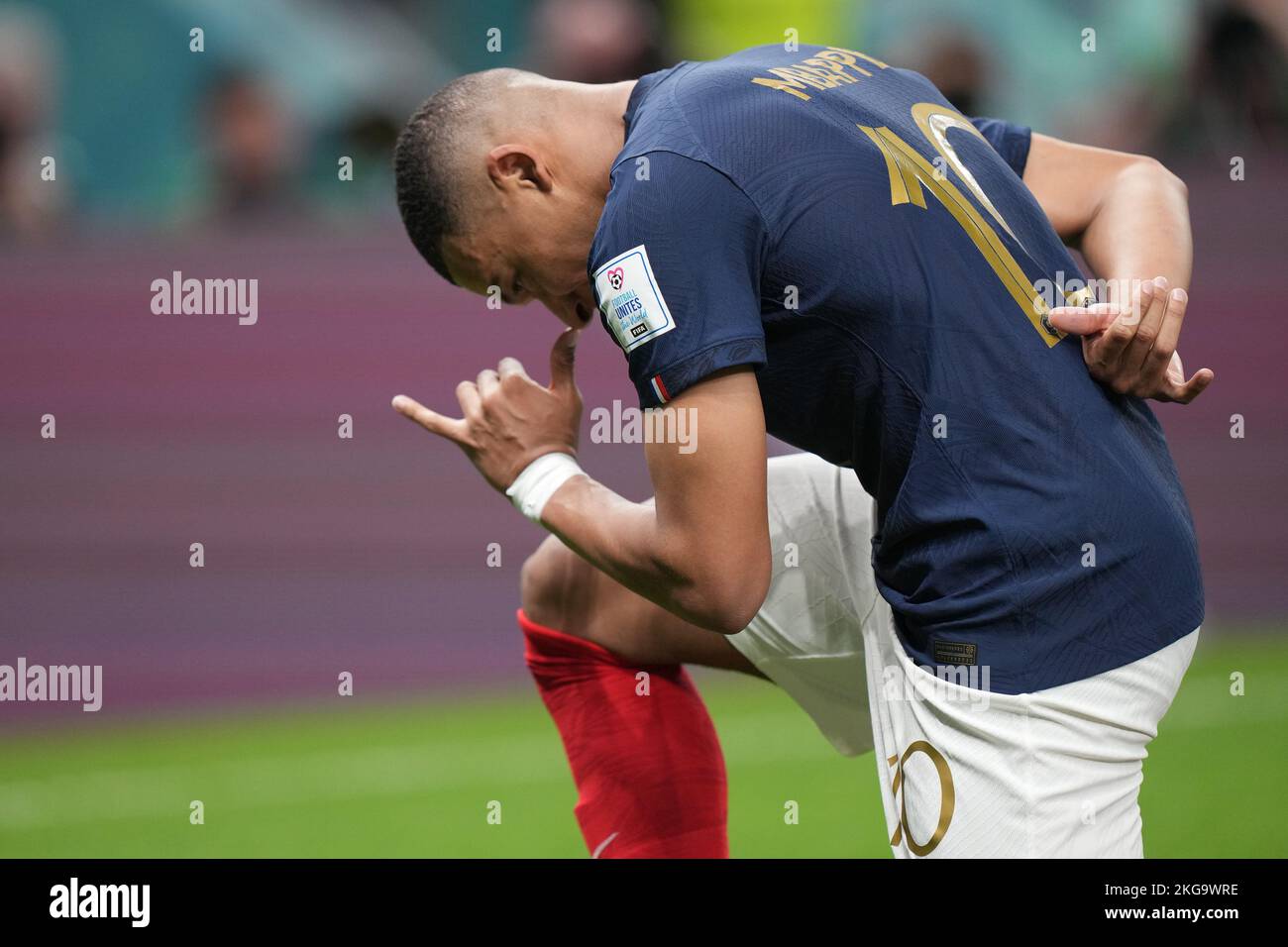 Kylian Mbappe of France celebrates his goal during the Qatar 2022 World ...