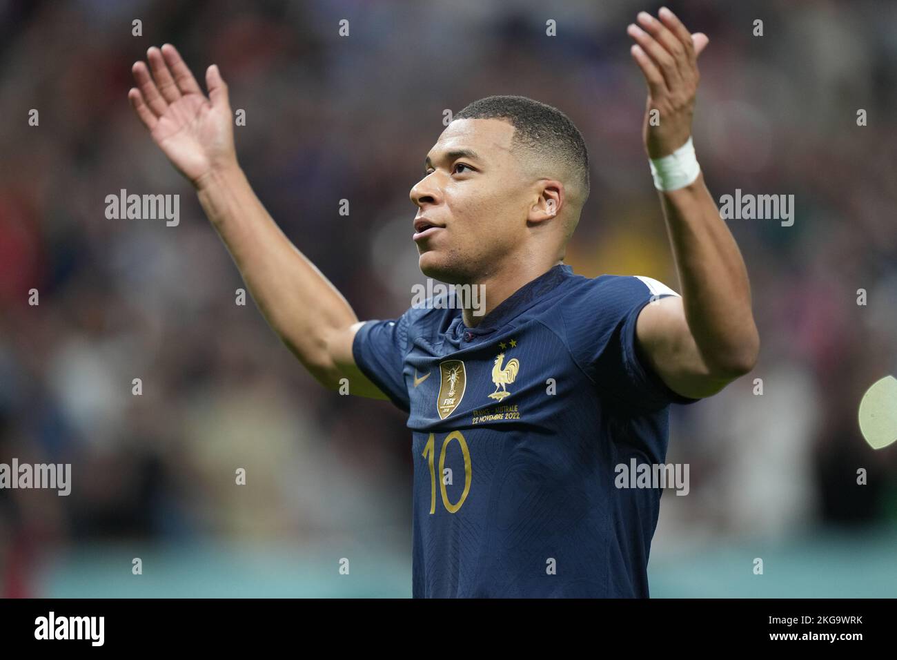 Kylian Mbappe of France celebrates his goal during the Qatar 2022 World ...