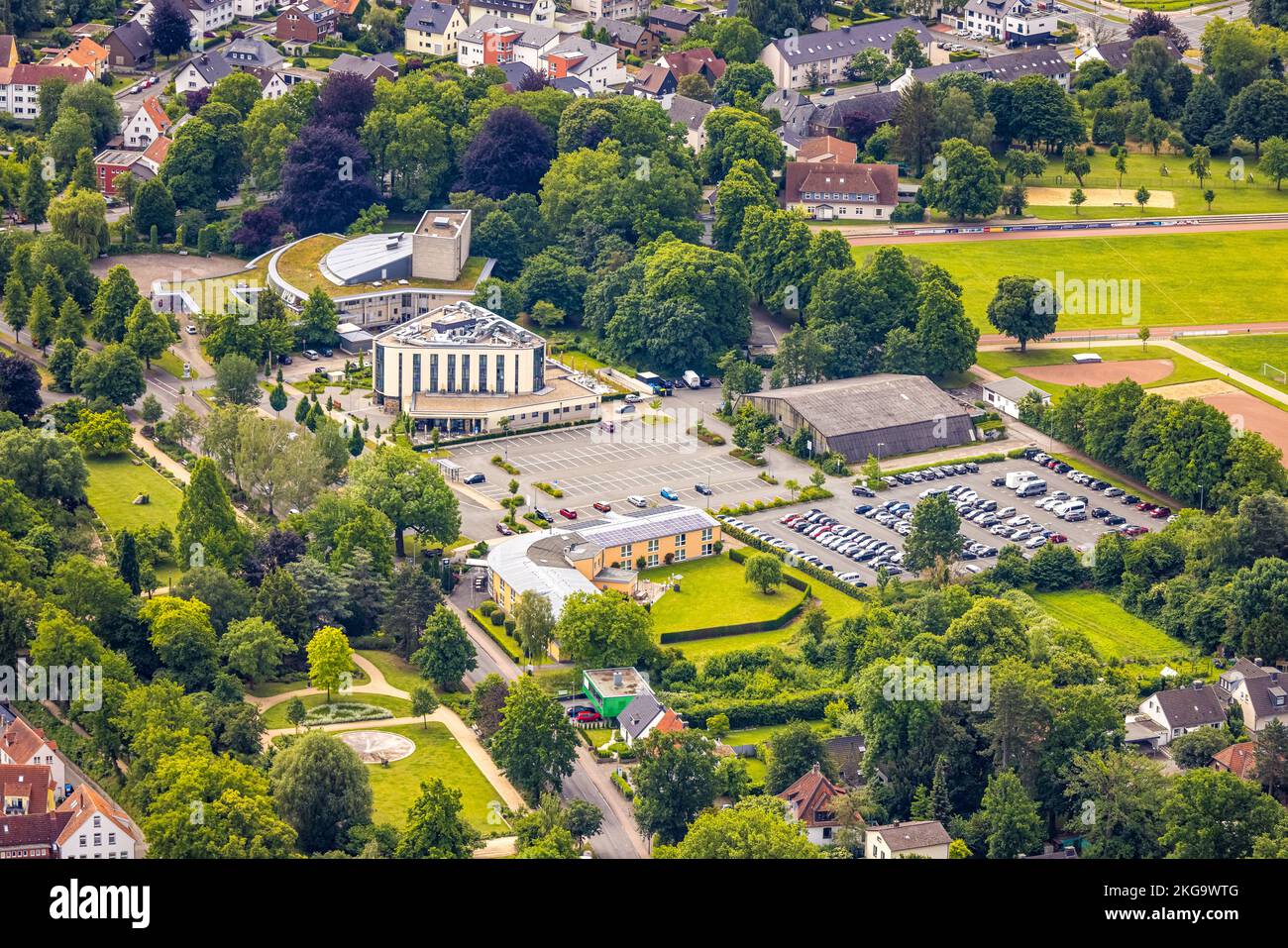 Aerial view, aerial photo, city hall, Hotel Susato and Hotel am Wall ...