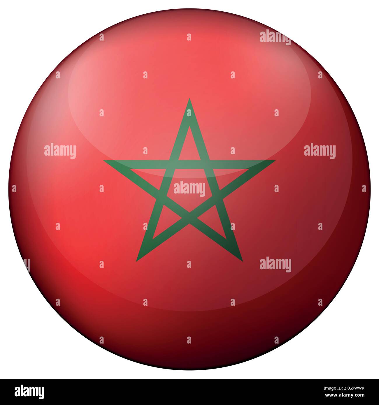 Glass light ball with flag of Morocco. Round sphere, template icon ...
