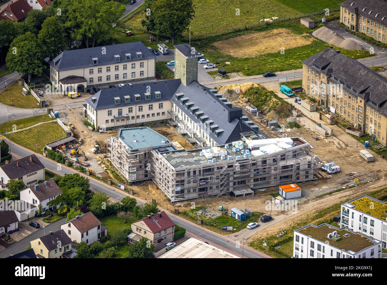 Aerial view, aerial photo, neighborhood Belgian Quarter construction ...