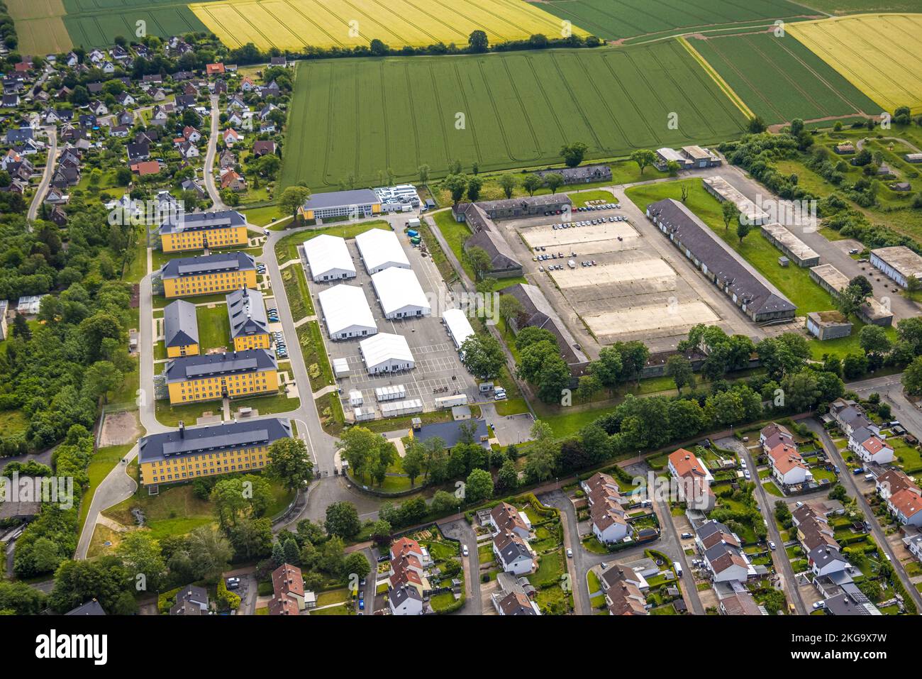 Aerial view, former Kanaal van Wessem barracks, housing complex and ...