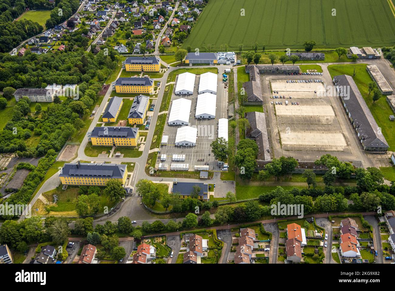 Aerial view, former Kanaal van Wessem barracks, housing complex and ...