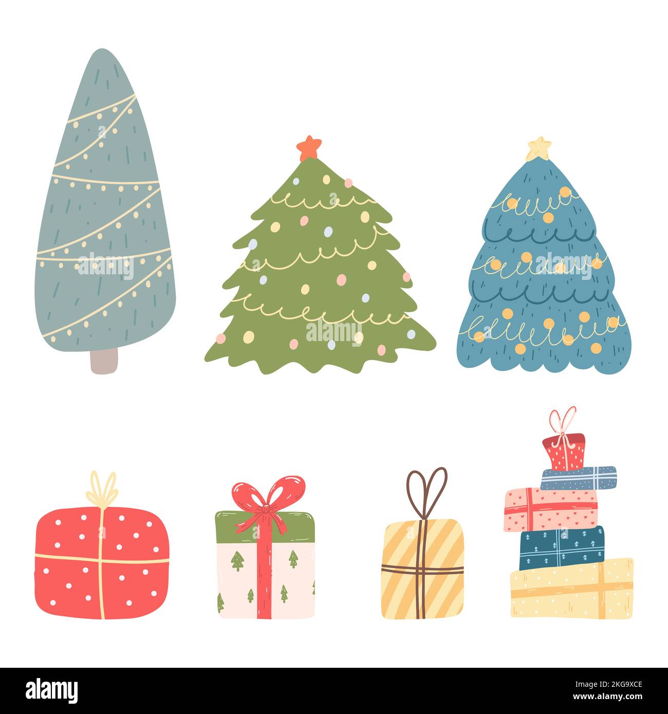 Presents under the tree Stock Vector Images - Alamy