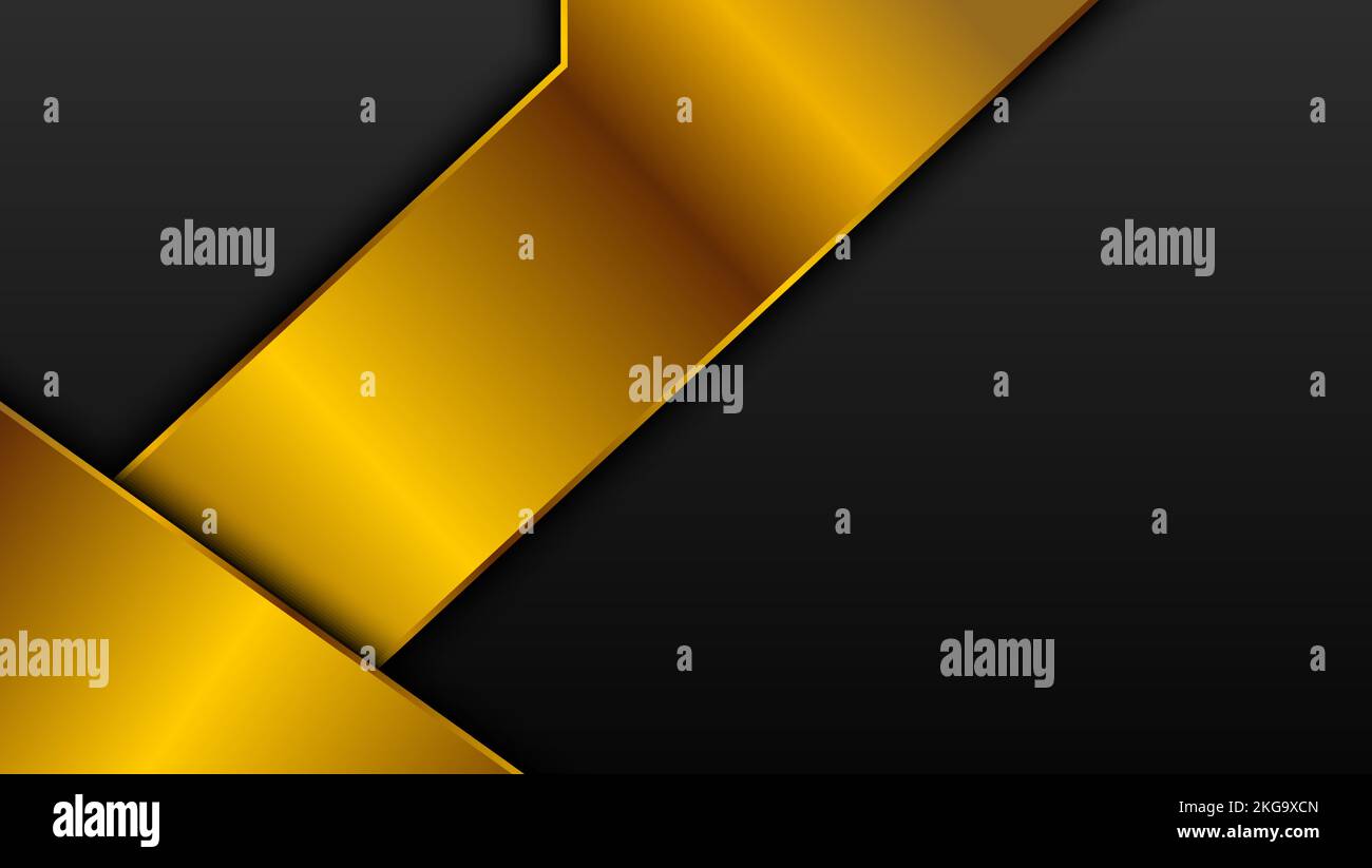 A template of a bicolor business card in black and gold geometric ...