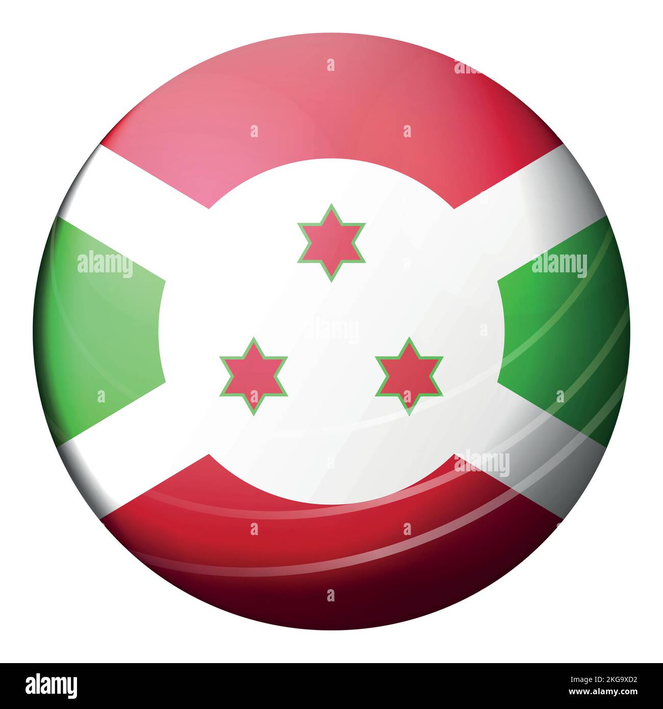 Round icon with flag of Burundi. Glass light ball, sticker, sphere ...
