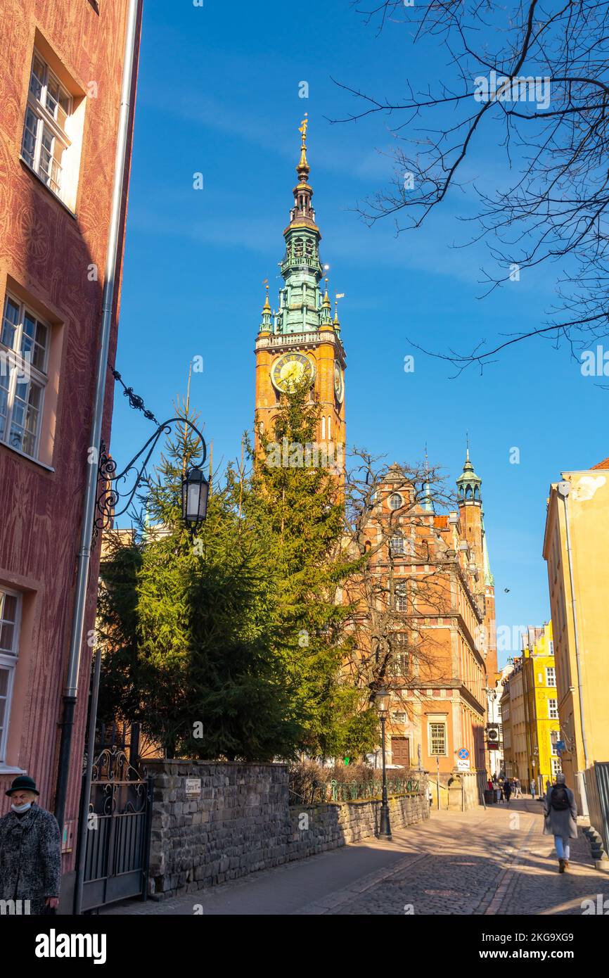 Gdansk, Poland - 12 March, 2022: Old historical centre and city Hall ...