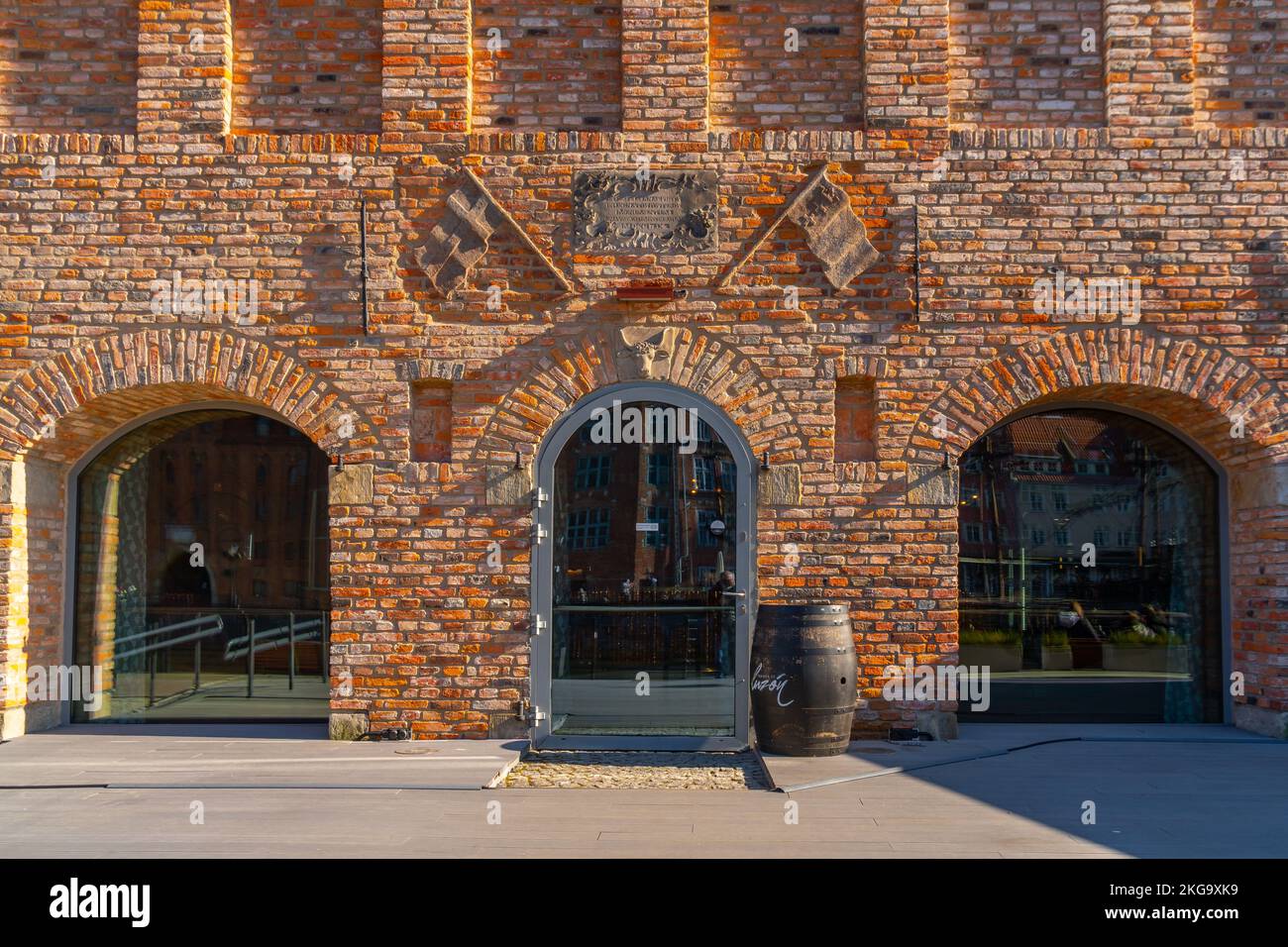 Gdansk, Poland - 11 March, 2022: Medieval gate of the coat of arms of ...