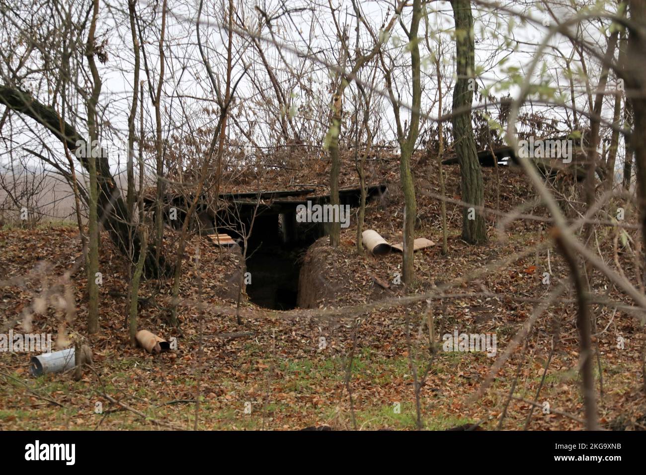 KHERSON REGION, UKRAINE - NOVEMBER 20, 2022 - A dugout where the ...