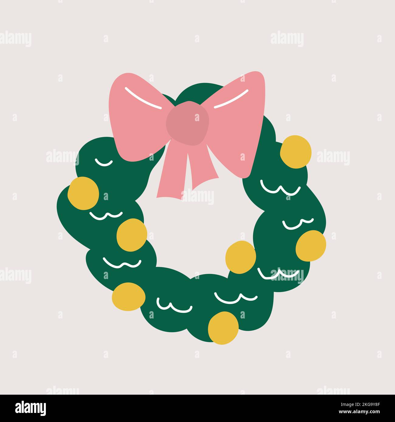 Hand drawn Christmas wreath doodle icon. Vector illustration isolated ...
