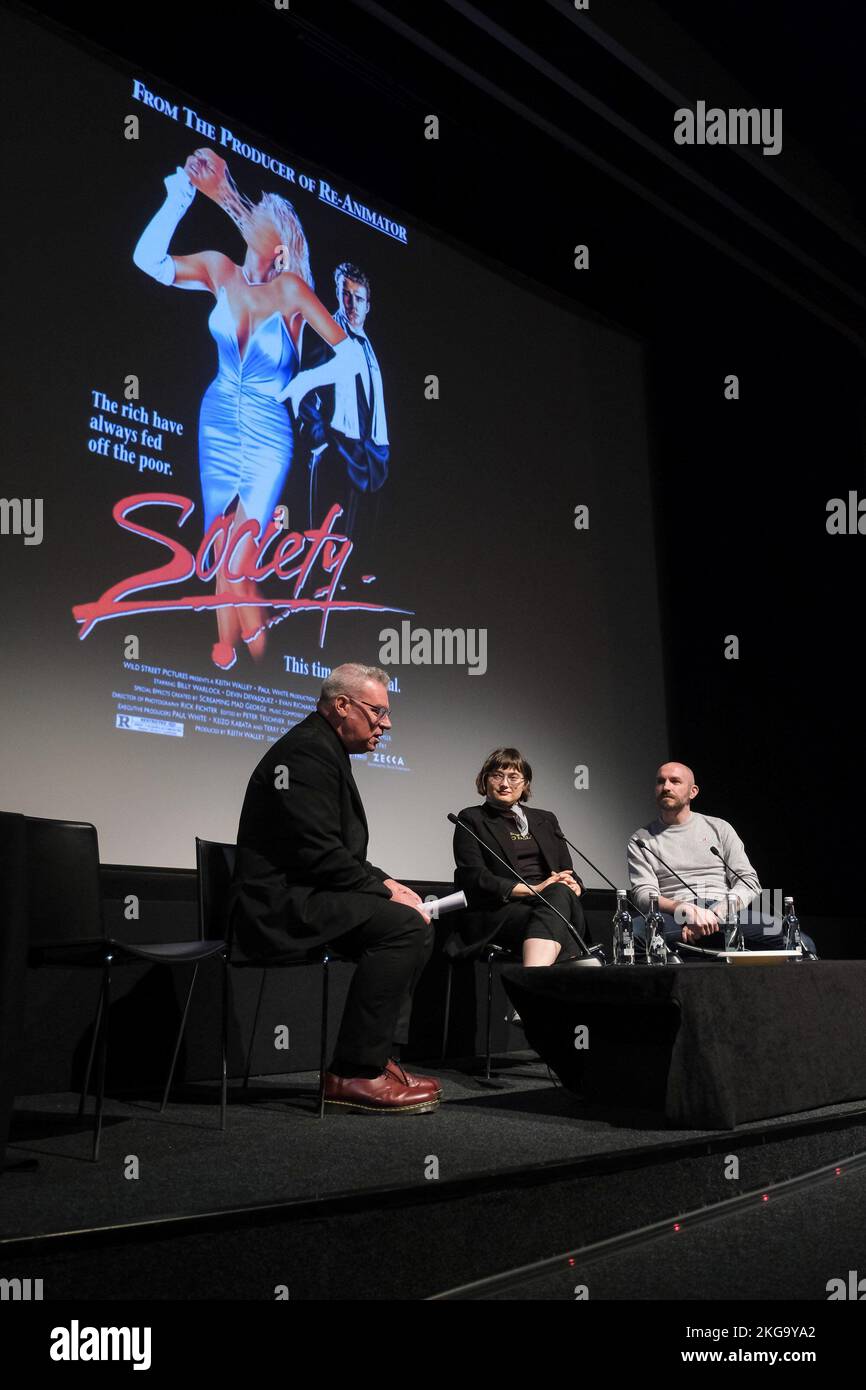 Mark Kermode, Anna Bogutskaya and Michael Blyth photographed on stage ...